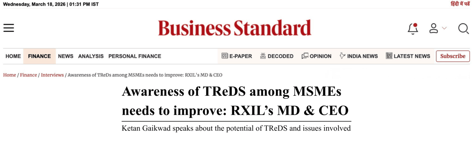 RXIL – India’s First TReDS Platform Enabling MSME Working Capital